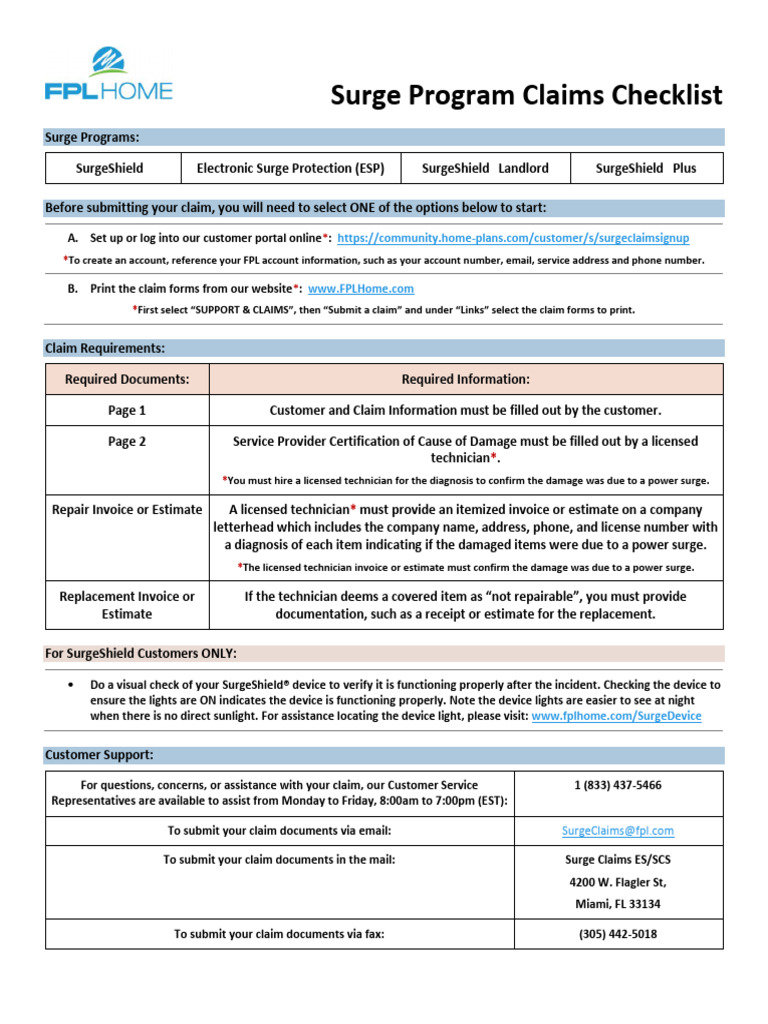 Claim Checklist | PDF