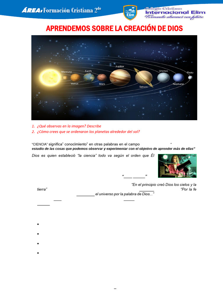 Aprendemos Sobre La Creación de Dios | PDF | Universo | Dom