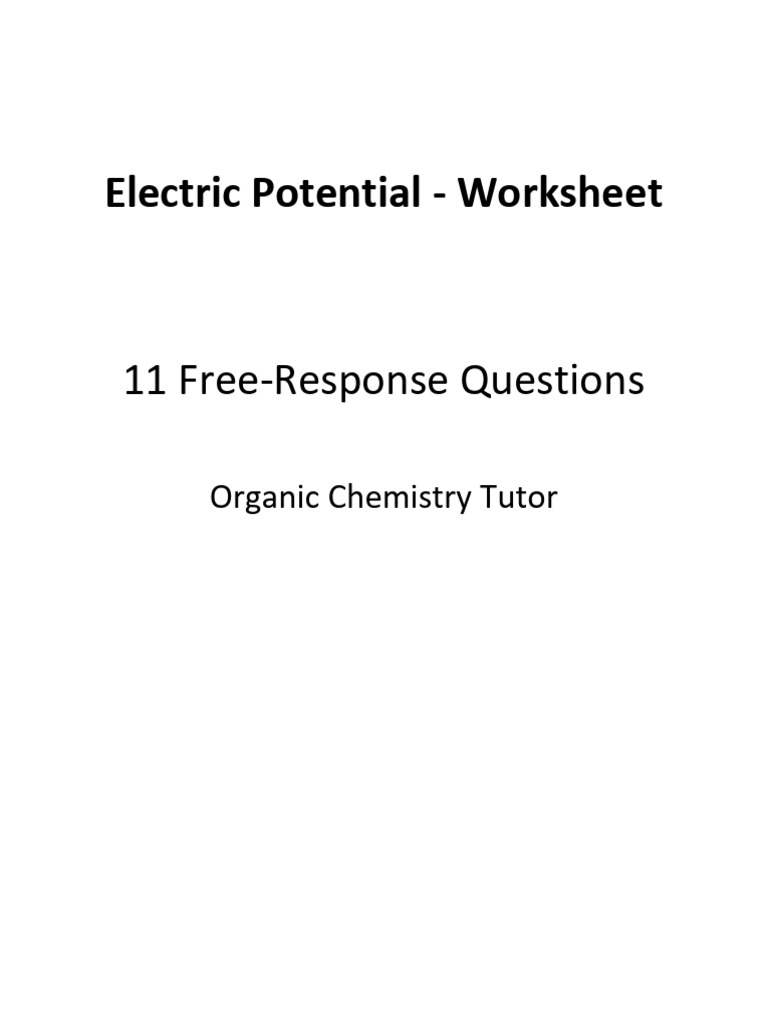 Electric Potential - PDF Worksheet | PDF | Potential Energy | Electric Field