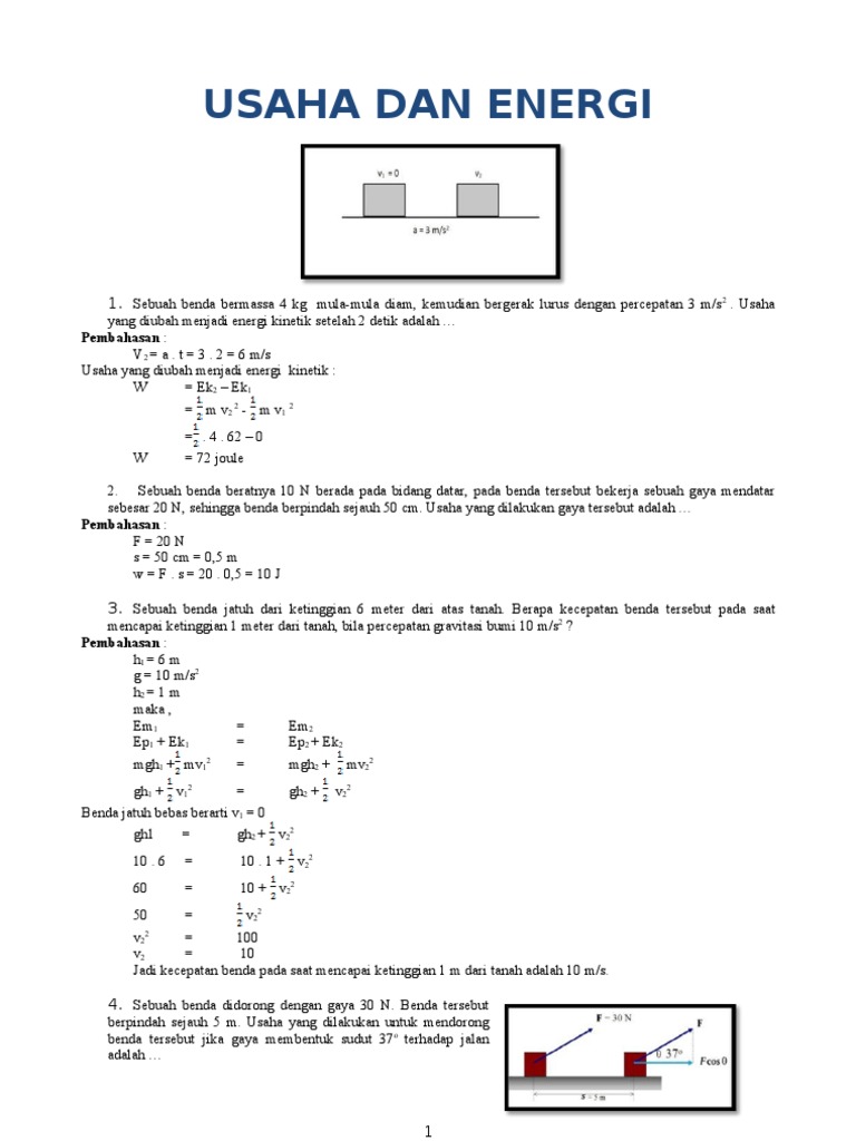 Usaha Dan Energi (Soal Dan Pembahasan) | PDF | Sains & Matematika