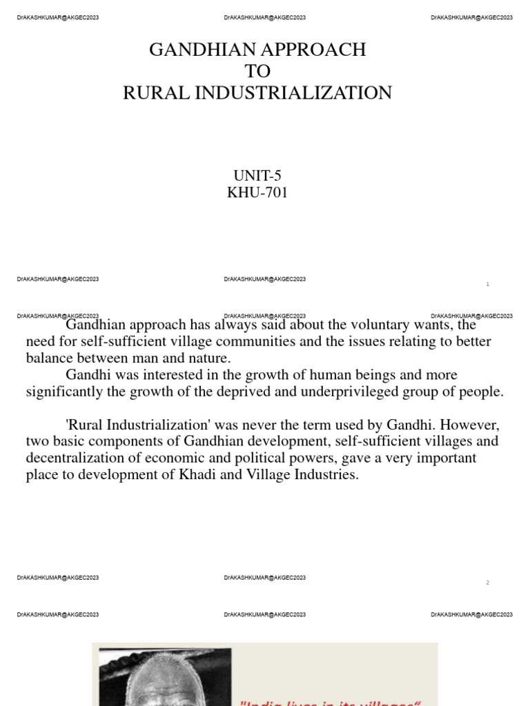 UNIT-5 (A) Gandhian Approach to Rural Industrialization-2022 | PDF ...