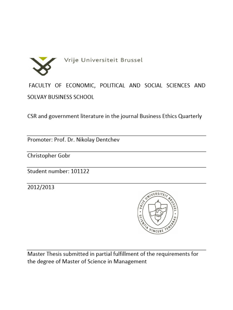 Master Thesis PDF | PDF | Corporate Social Responsibility