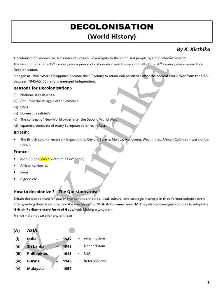 10. Decolonisation | PDF | Decolonization | British Empire