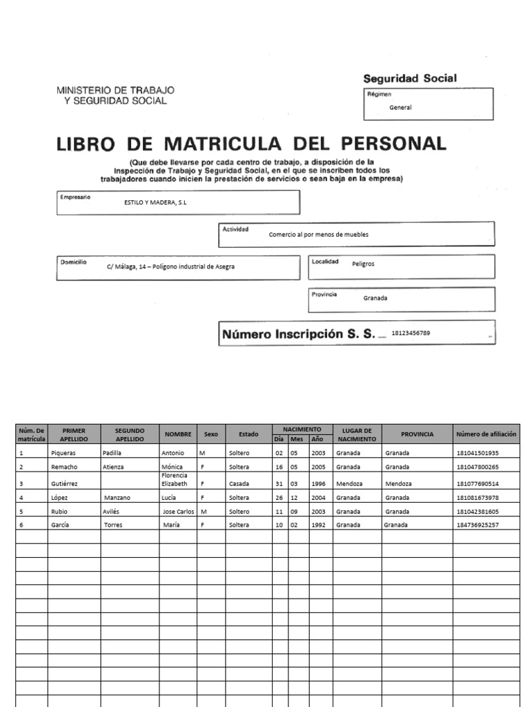 Tarea 4 - Libro de Matrícula | PDF