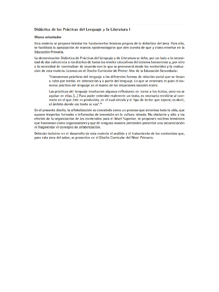 Diseño Prácticas Del Lenguaje y La Literatura I | PDF