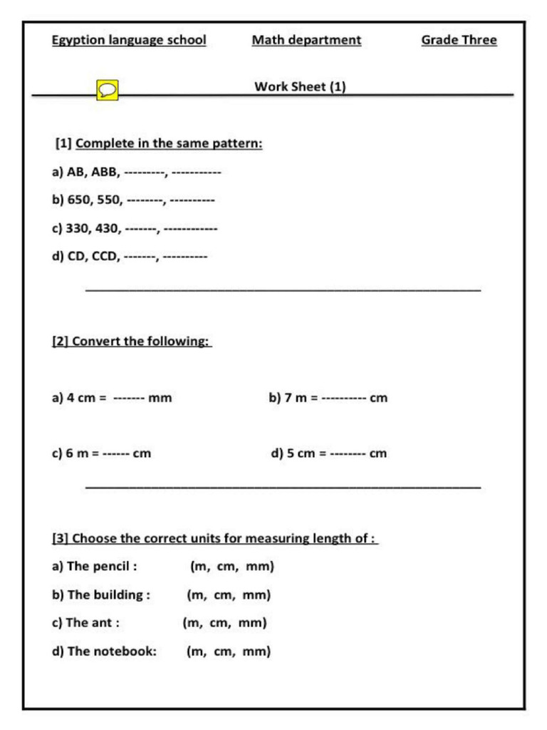 Math Grade 3 Worksheet 1 | PDF