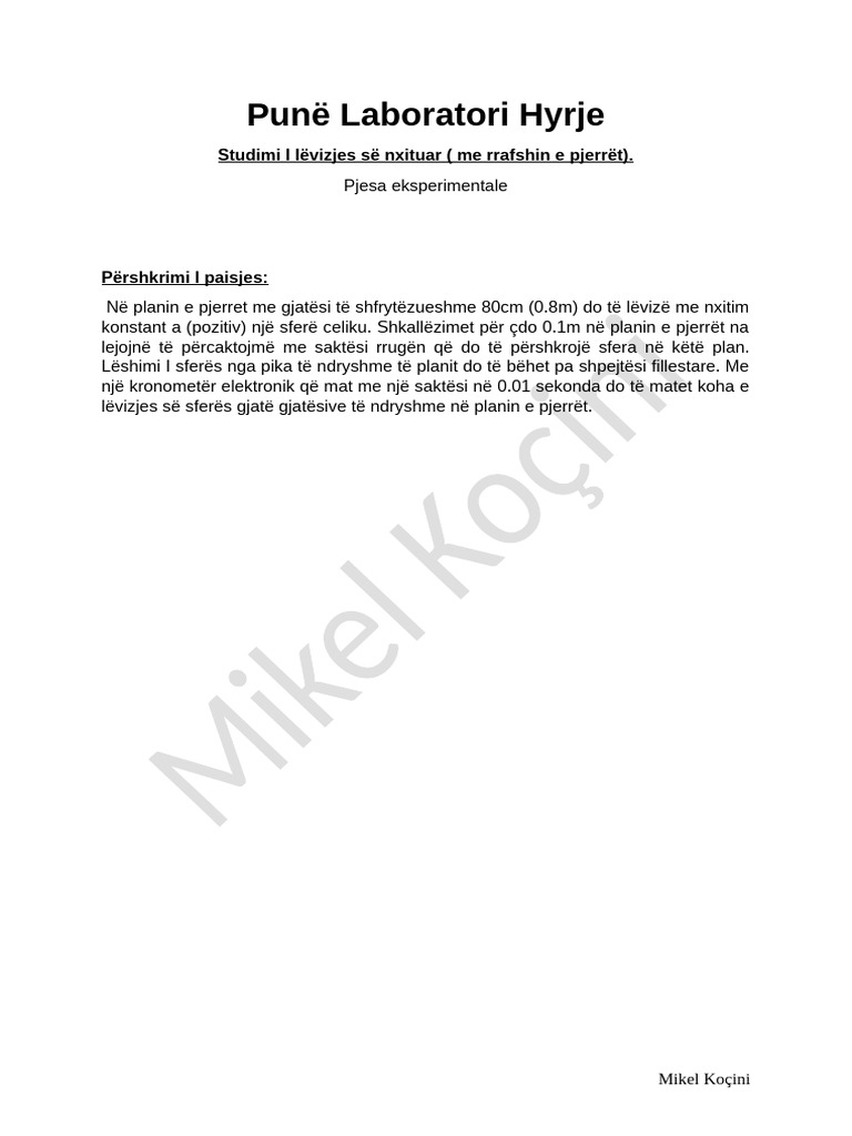 Punë Laboratori fizike hyrje Mikel | PDF