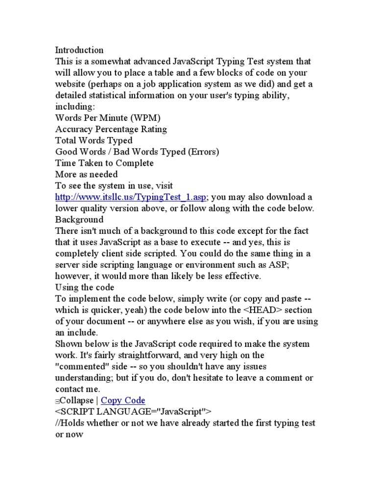 Typing Test Modules | PDF | Java Script | String (Computer Science)
