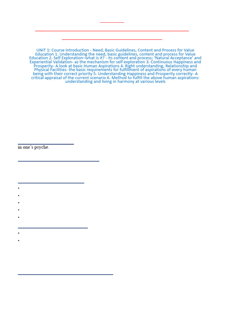 Unit 1_uhv | PDF | Happiness | Contentment