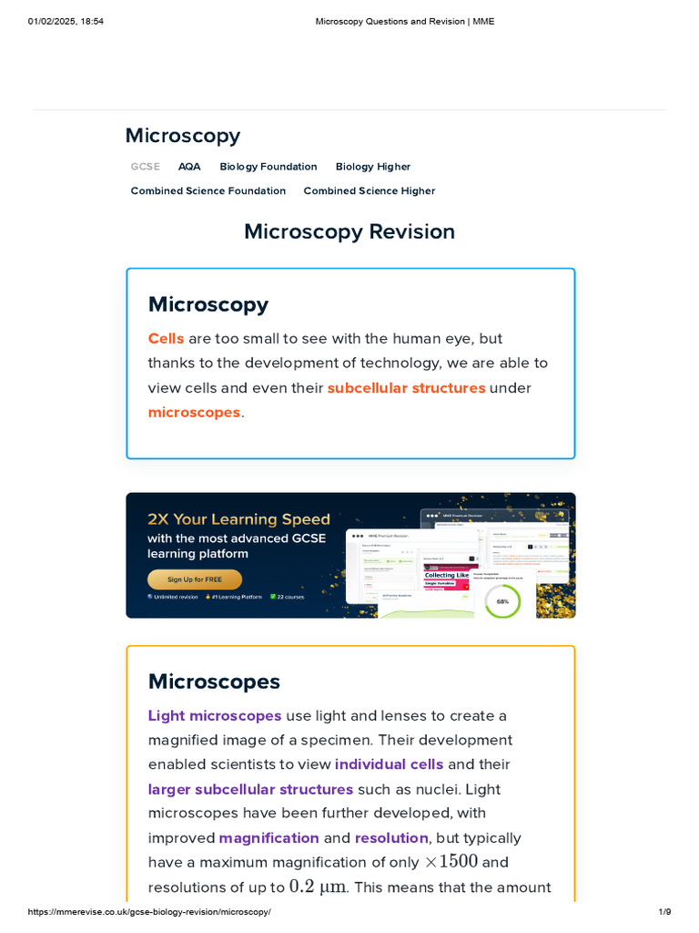 Microscopy Questions and Revision - MME | PDF | Microscope | Angular Resolution