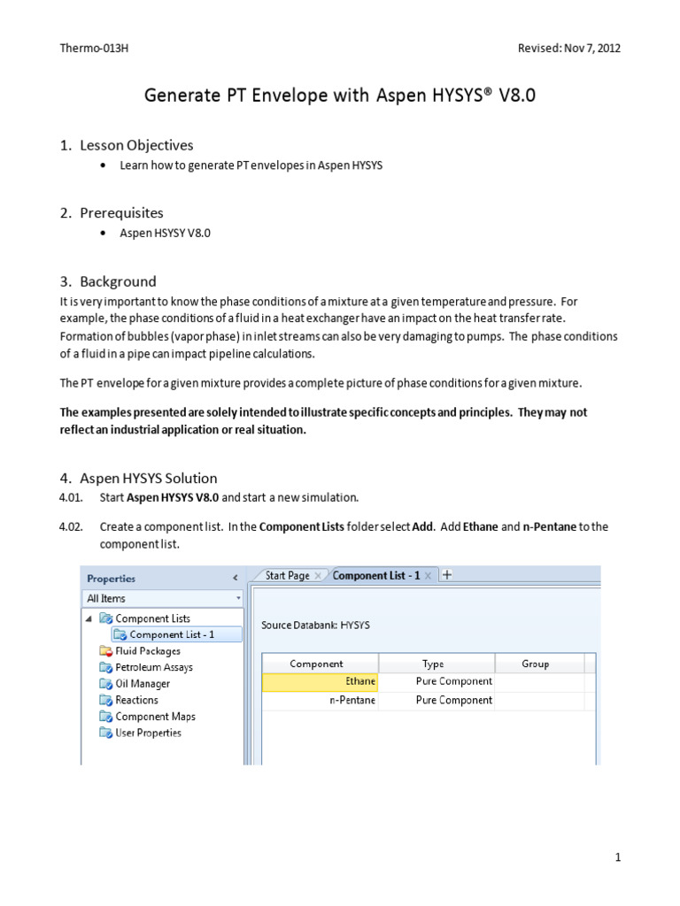 Generating PT Envelopes in Aspen HYSYS | PDF | Heat Transfer | Phase ...
