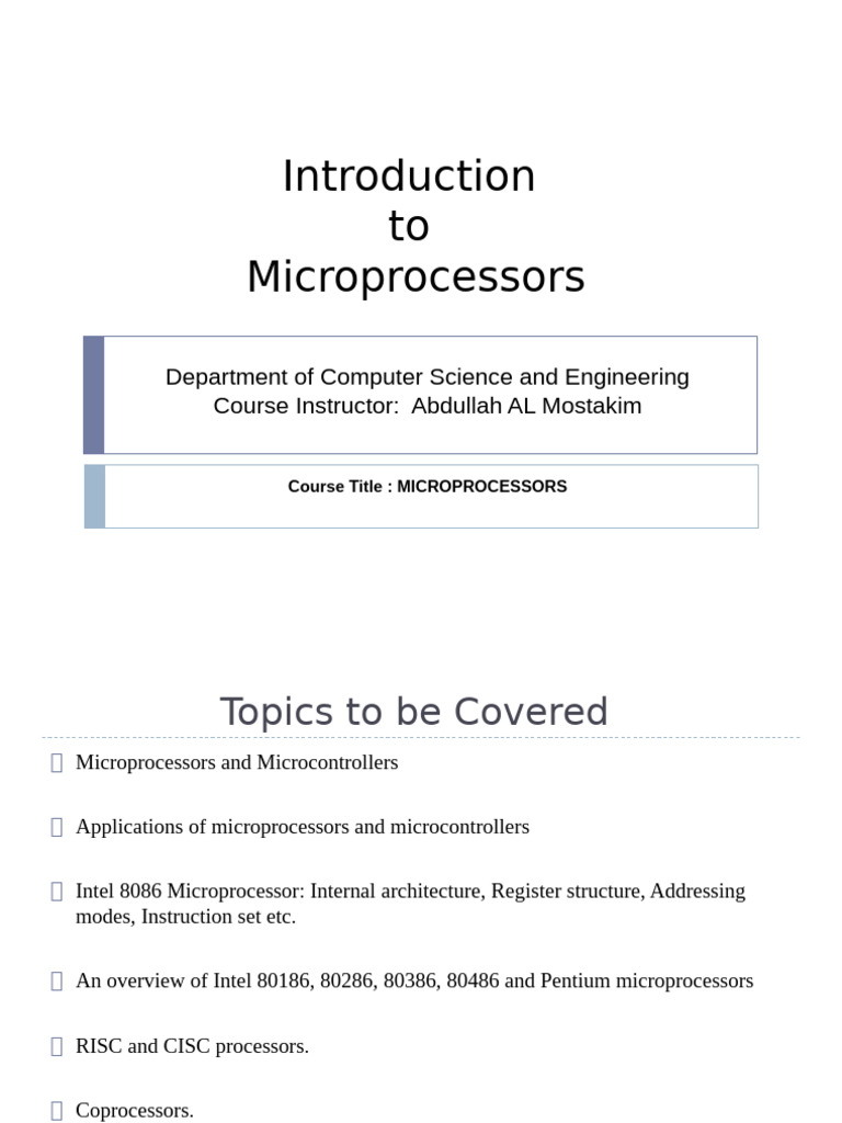 Lecture-1 (Intro To Microprocessors) | PDF | Microprocessor | Central Processing Unit