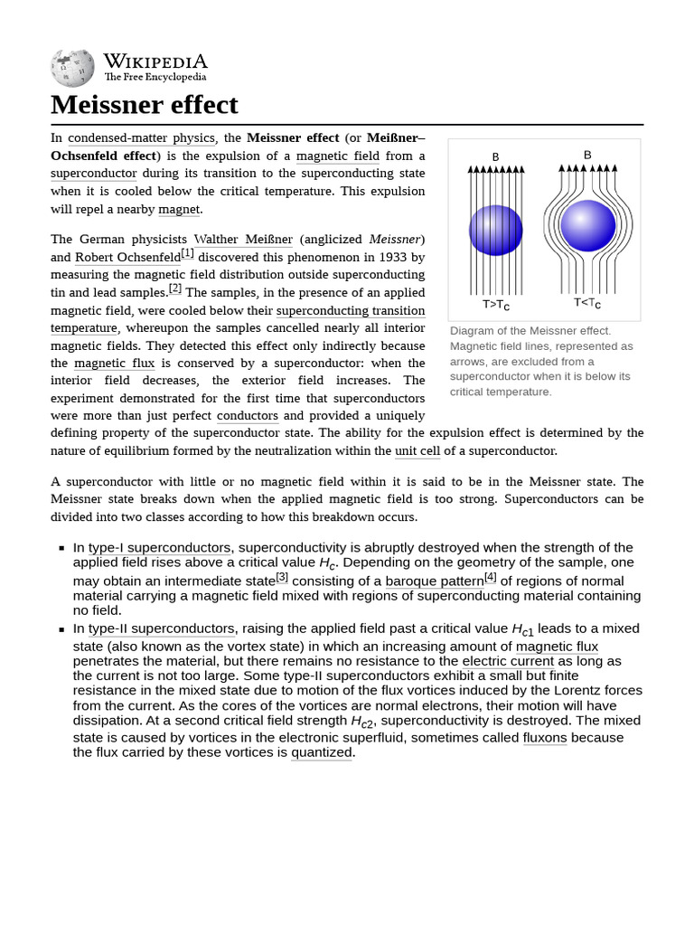 Meissner_effect | PDF | Superconductivity | Materials Science