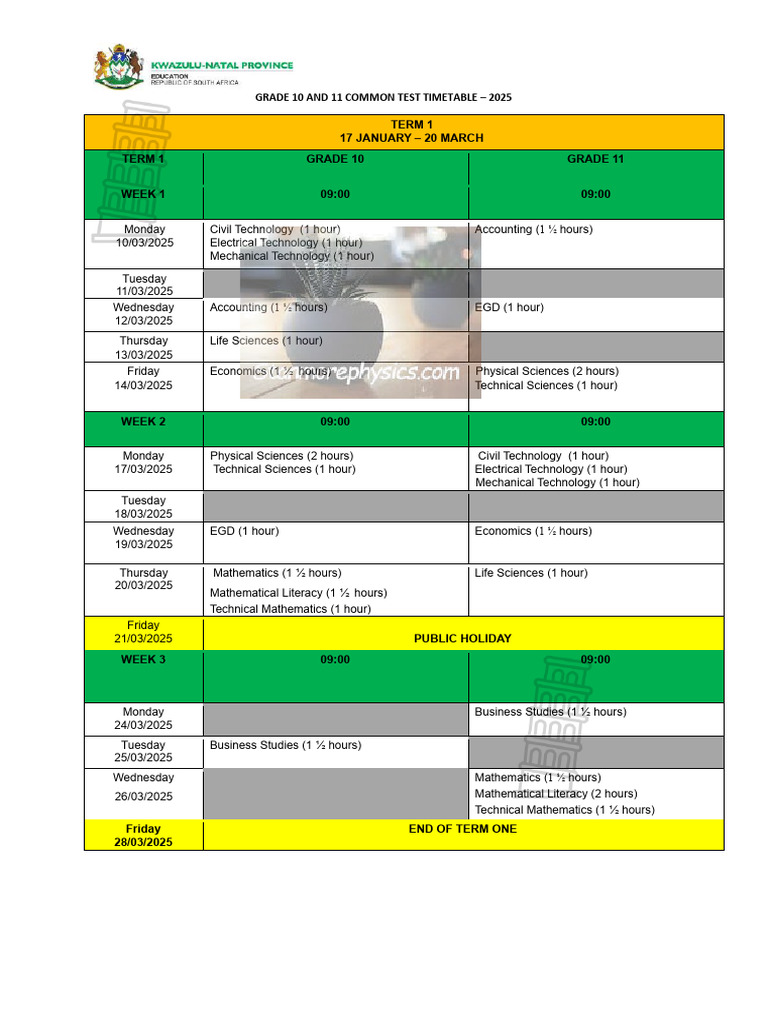 2025 Matric & Grade 11 Exam Timetable | PDF | Science