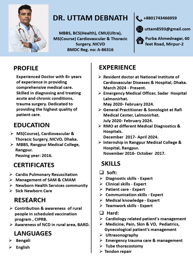 cv dr. uttam | PDF | Cardiology | Residency (Medicine)