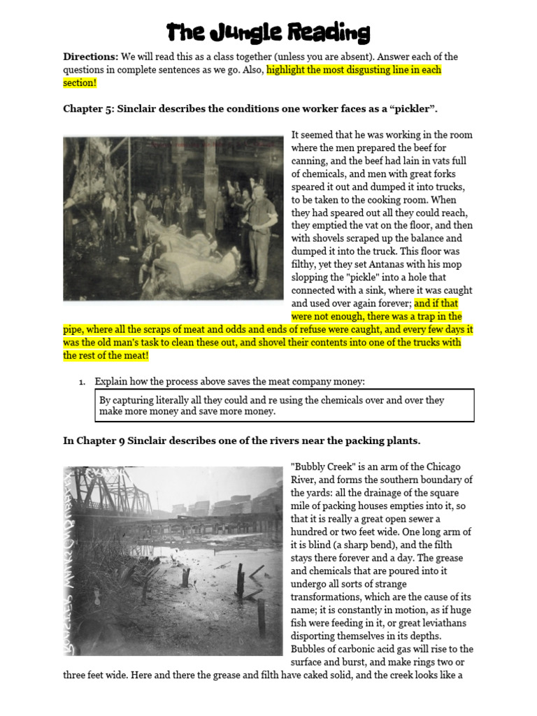 The Jungle Reading - Listed On TPT - Do Not Delete | PDF | Cuisine | Foods