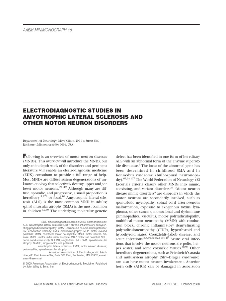 ALS & Motor Neuron Disorders EDX | PDF | Electromyography | Spinal Cord
