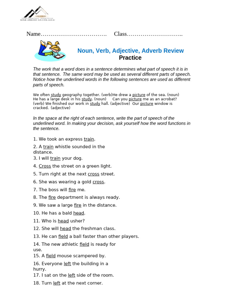 405653414-Nouns-Adjectives-Adverbs-Verbs-Review-Packet | PDF | Part Of ...
