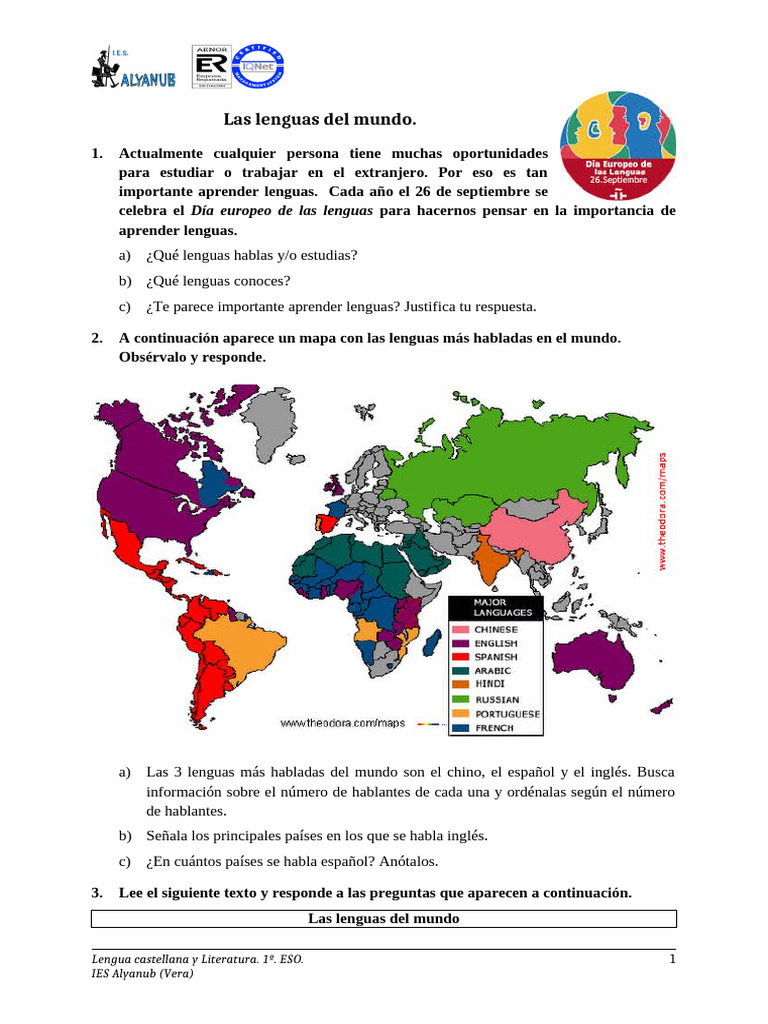 Las Lenguas Del Mundo | PDF | Lengua española | Lingüística