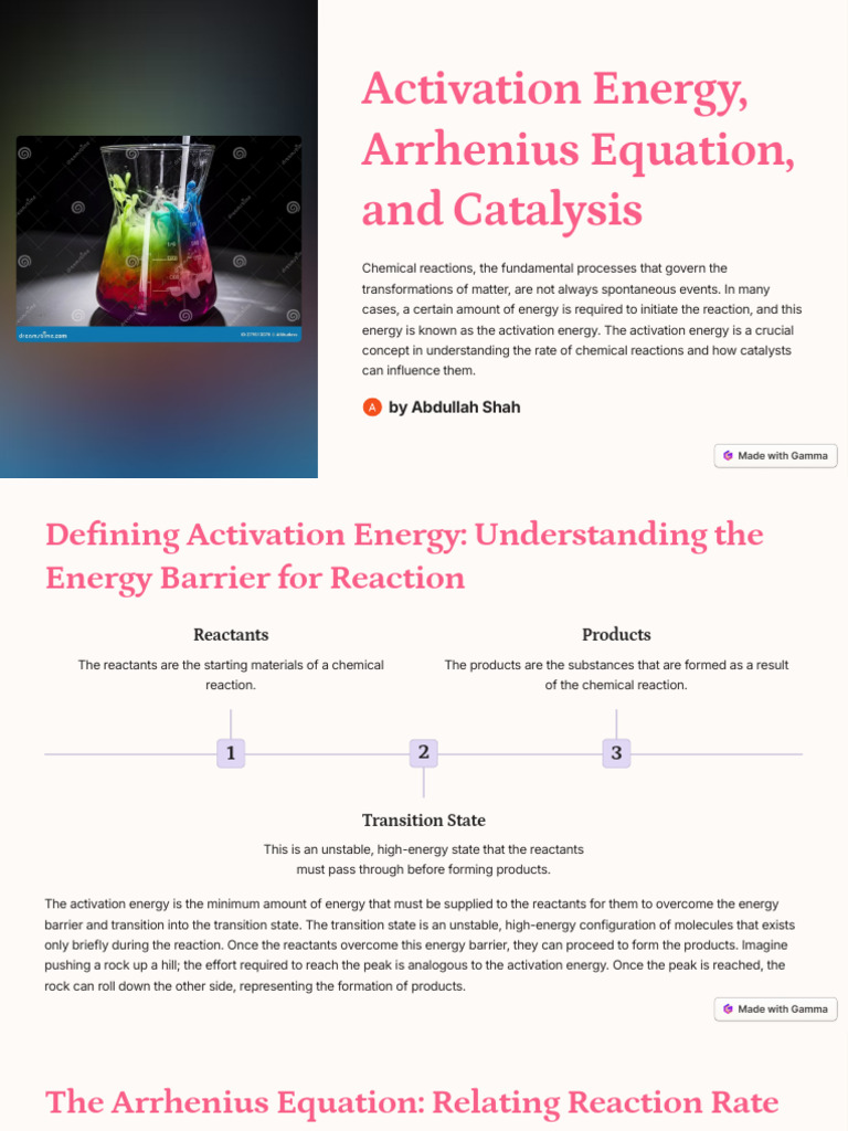 Activation Energy Arrhenius Equation and Catalysis | PDF | Activation ...