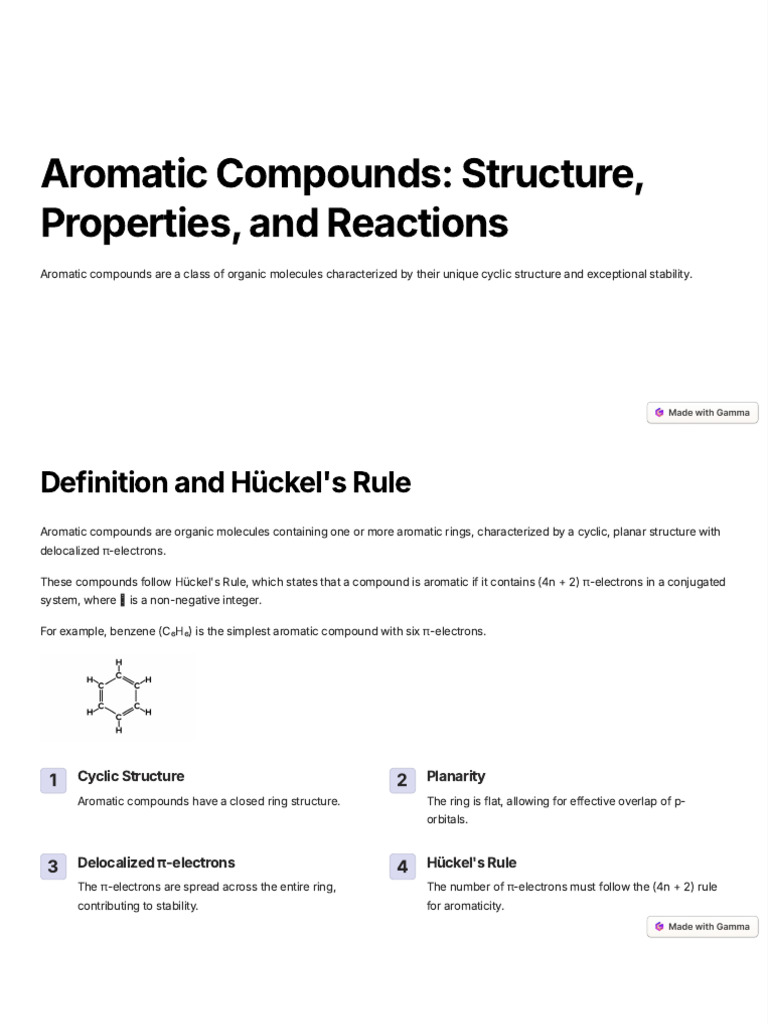 Aromatic Compounds Structure Properties and Reactions | PDF ...