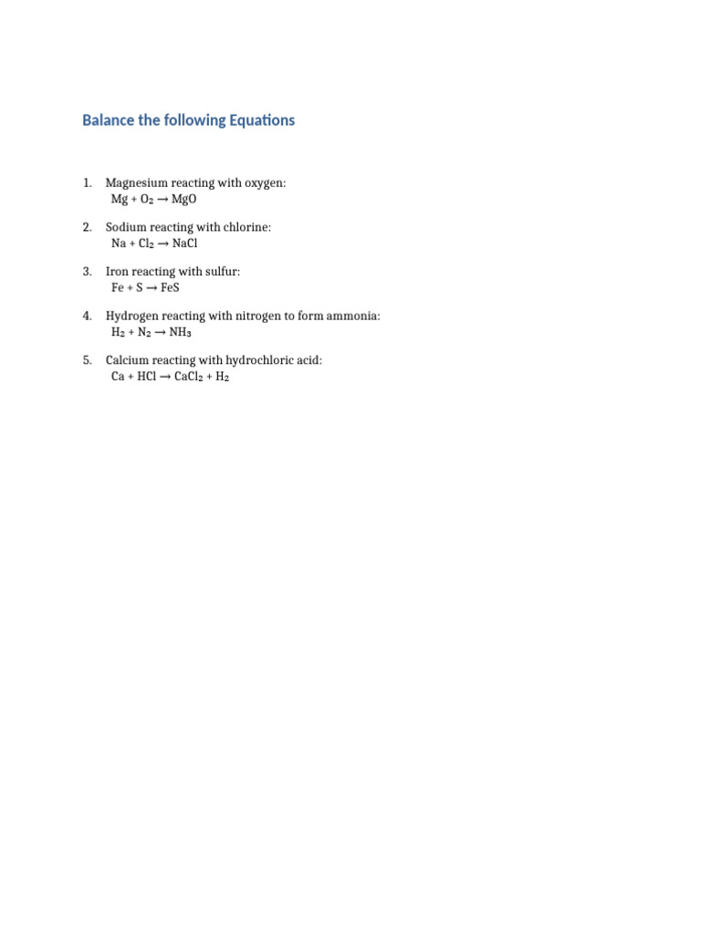 Chemical Reaction Equations Explained | PDF