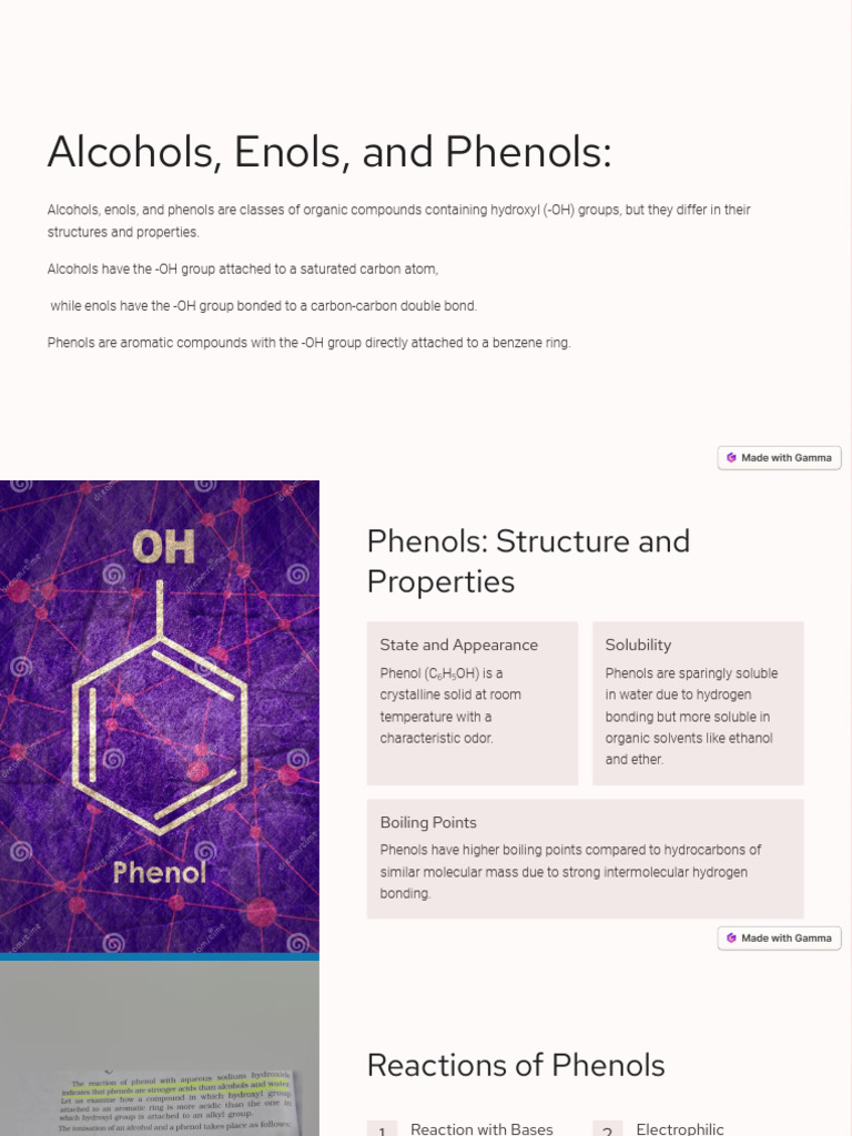 Alcohols Enols and Phenols | PDF | Chemical Reactions | Ketone
