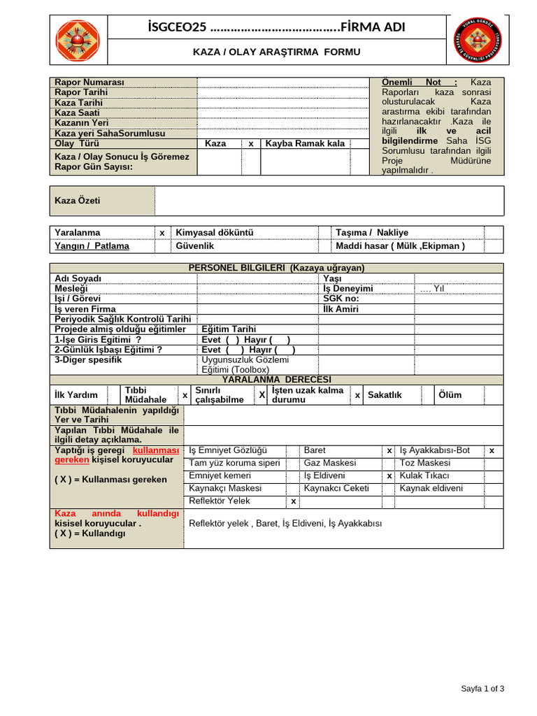 İSGCEO25- Kaza-Olay Araştırma Formu 2024. No.0... (1) | PDF