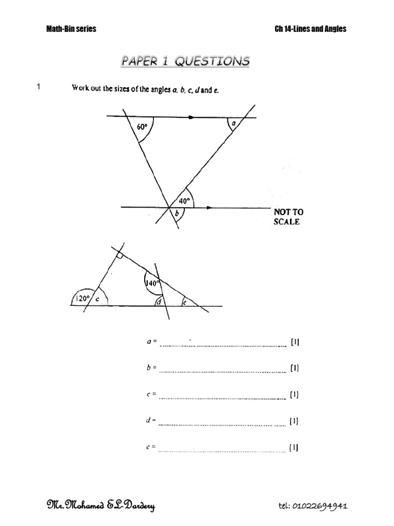 Angles and Parallel Lines Homework | PDF