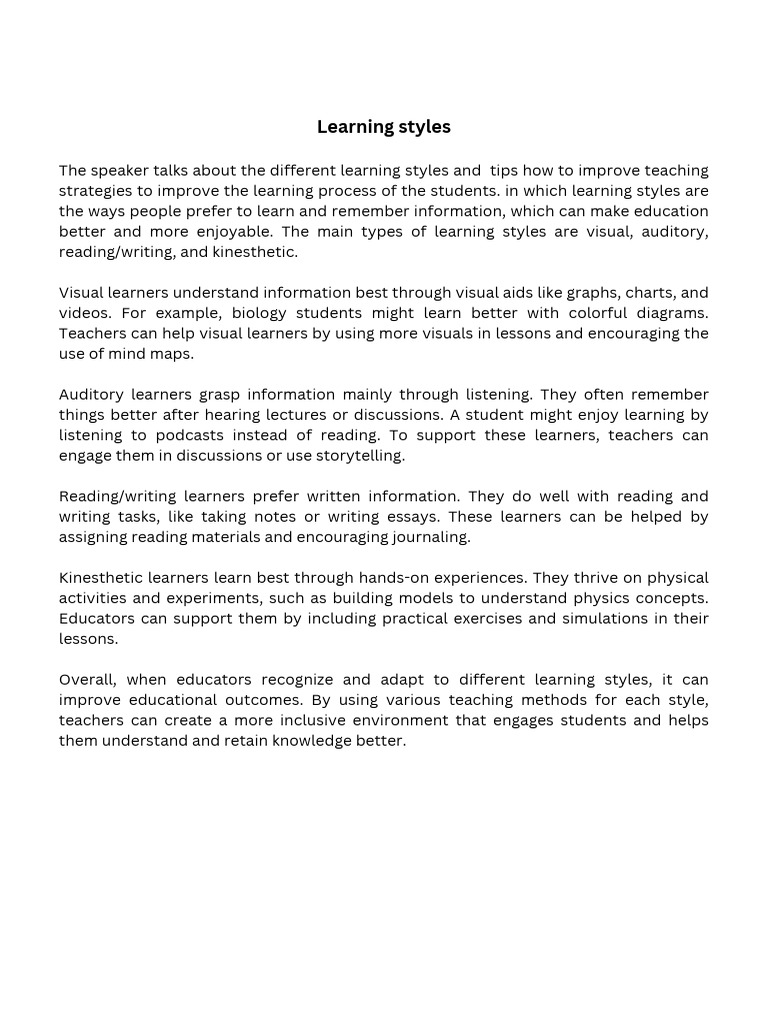 Learning styles | PDF