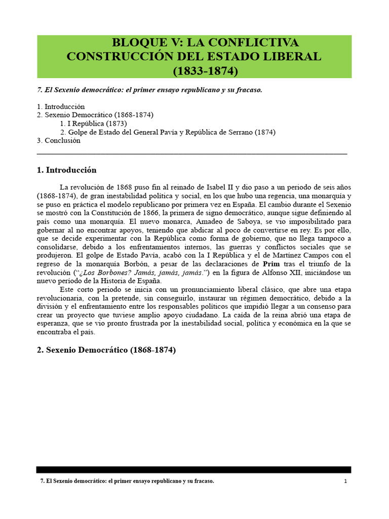 5.-BLOQUE V - La Conflictiva Construcci-N Del Estado Liberal (1833-1874) - Ep-Grafe 7 | PDF ...