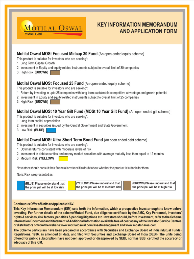 Key Information Memorandum and Application Form: Motilal Oswal Most Focused Midcap 30 Fund | PDF ...