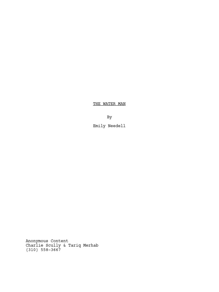 The Water Man 2020 Screenplay by Emma Needell | PDF
