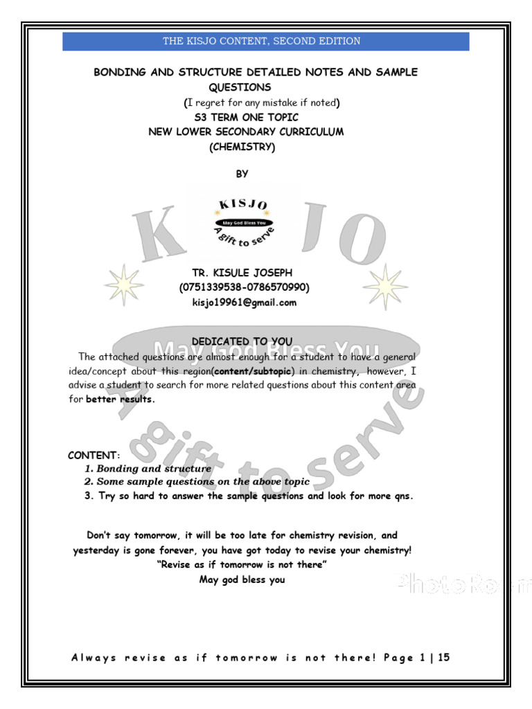 Chemistry Bonding Notes & Questions | PDF | Ion | Chemical Bond