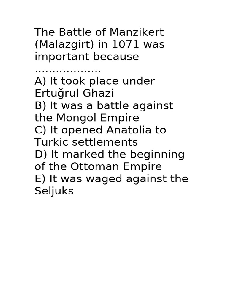 Significance of the Battle of Manzikert | PDF
