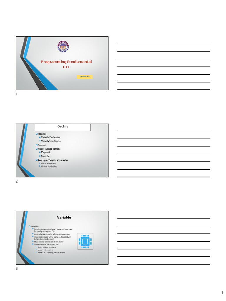 Lec-04 - W4 (Variables and Constab) | PDF | Variable (Computer Science) | Integer (Computer Science)