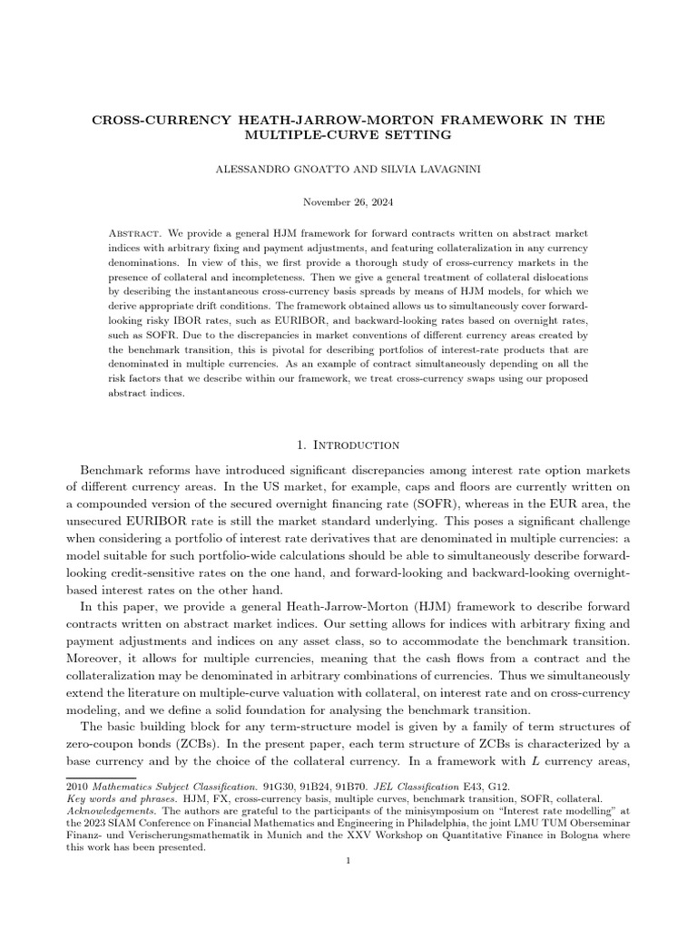 Cross-Currency HJM Framework Analysis | PDF | Swap (Finance) | Libor