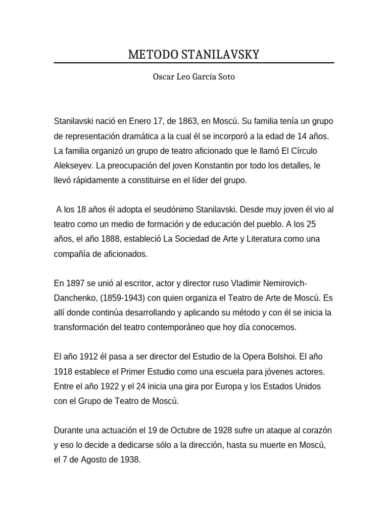 Stanilavski | PDF | Interino | Método científico