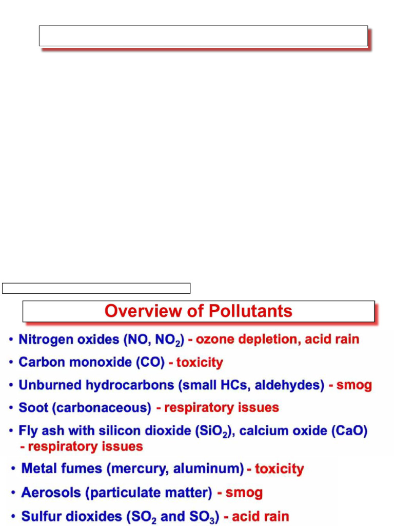 ME 411 - Lect20 - Pollutants in Combustion Systems | PDF | N Ox | Exhaust Gas