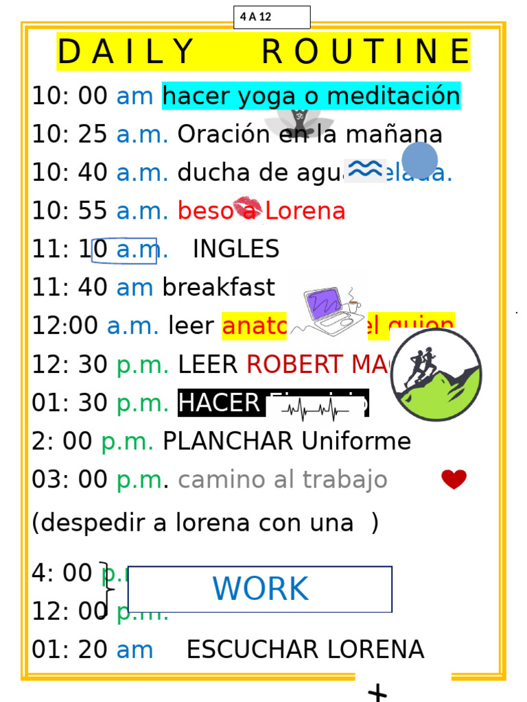 Rutina Diaria de Bienestar y Productividad | PDF