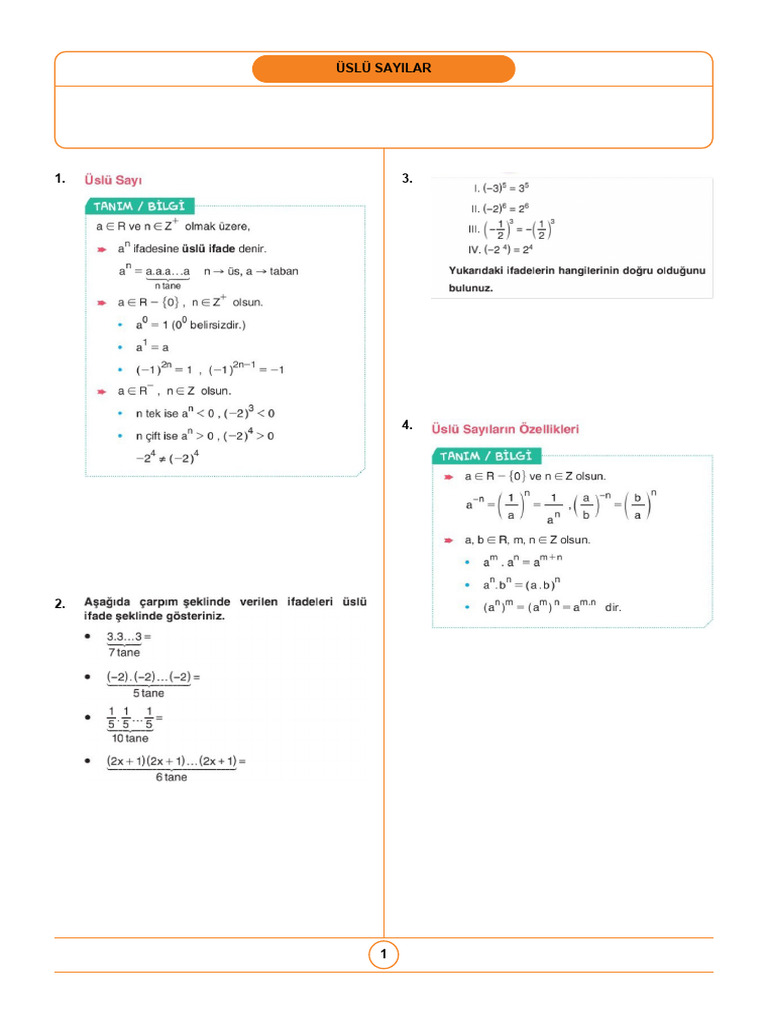 ÜSLÜ SAYILAR | PDF
