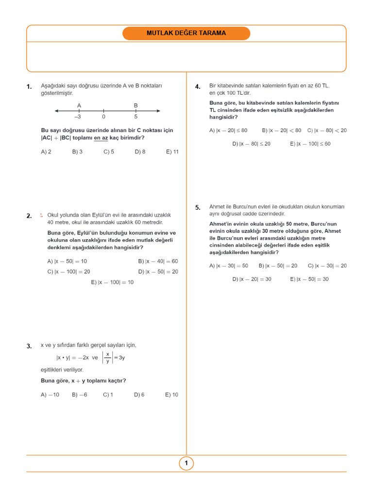 Mutlak Değer Tarama | PDF
