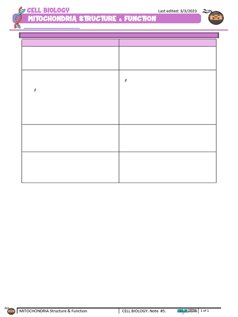 Mitochondria Structure & Function (3) Atf | PDF