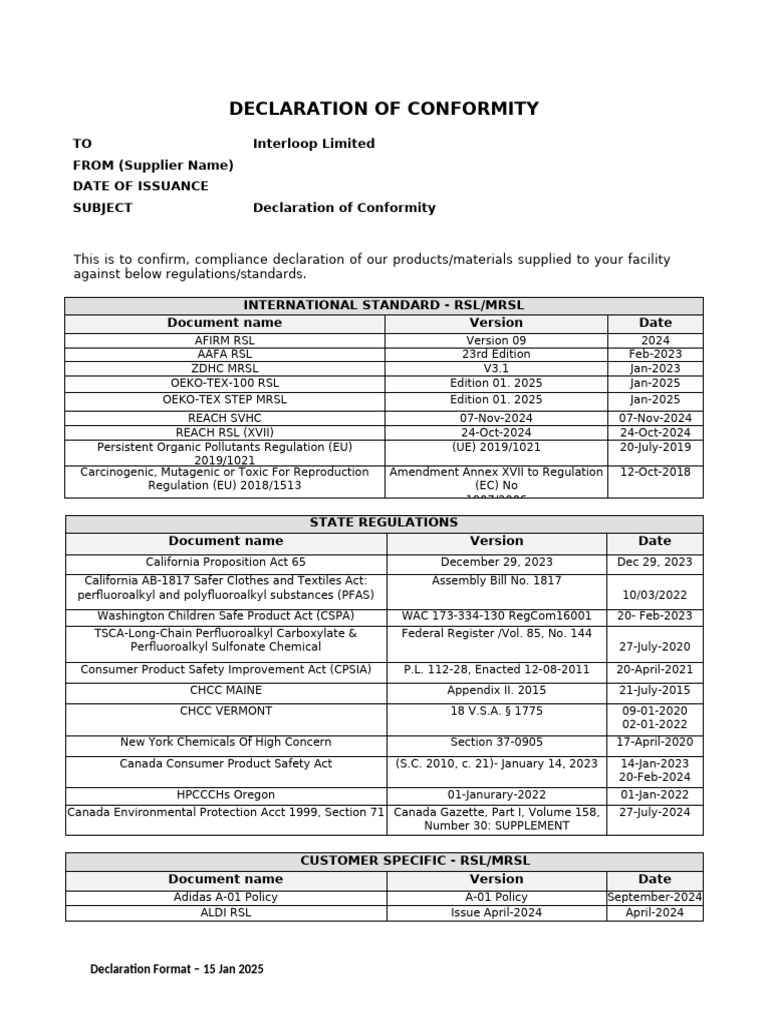 Declaration Format - 15 Jan 2025 | PDF | Determinants Of Health | Pollution
