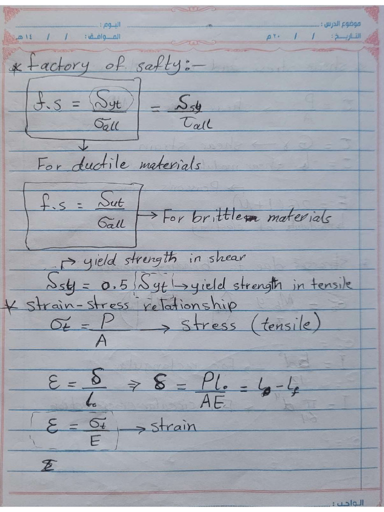 ملخص قوانين Chapter 4 | PDF | Stress (Mechanics) | Physical Sciences
