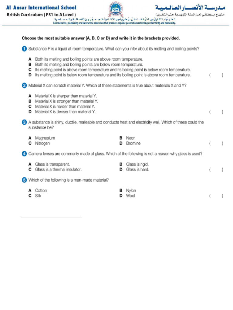 Year 7 - Revision Worksheet-UCHK 2 - Term 1 2024-25 | PDF
