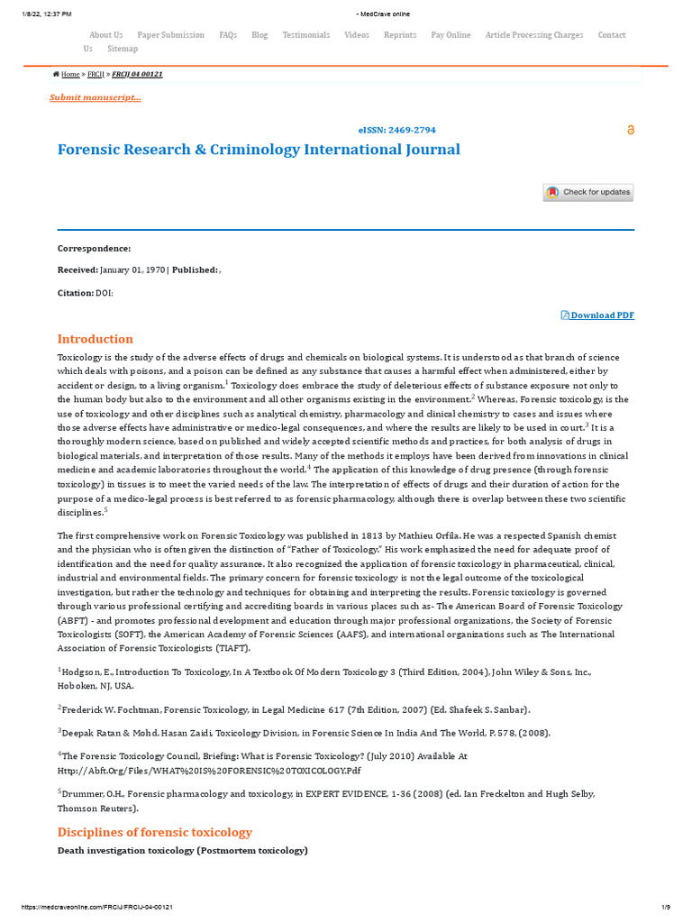 Forensic Toxicology Overview | PDF | Toxicology | Drug Test