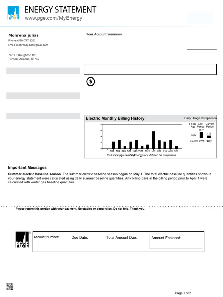 135 Mohrena Julias Utility Bill Statement | PDF | Electrical ...