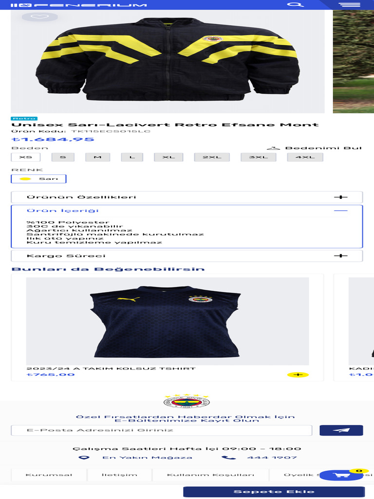 Fenerium Unisex Sarı-Lacivert Retro Efsane Mont | PDF