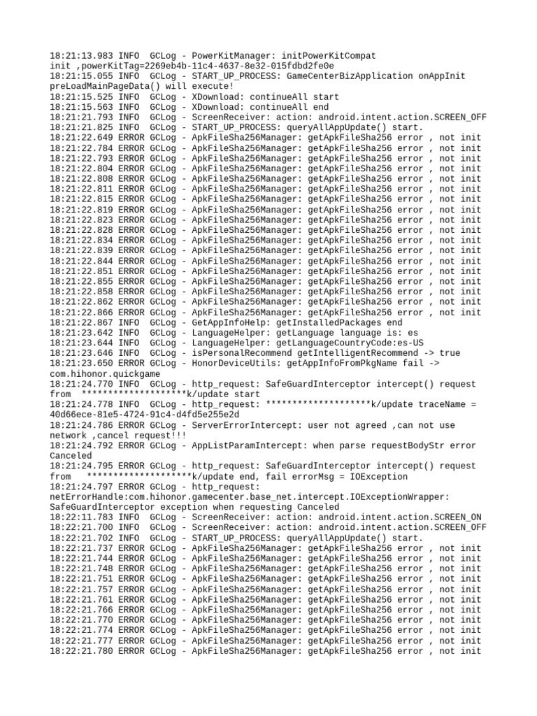 GameCenter Log Analysis and Errors | PDF
